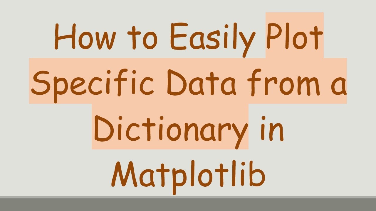 How to Easily Plot Specific Data from a Dictionary in Matplotlib