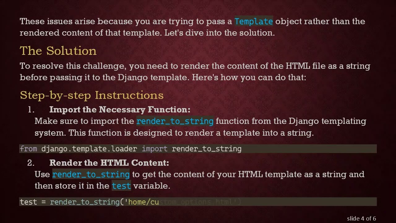 How to Pass an HTML File from Django View to Django Template