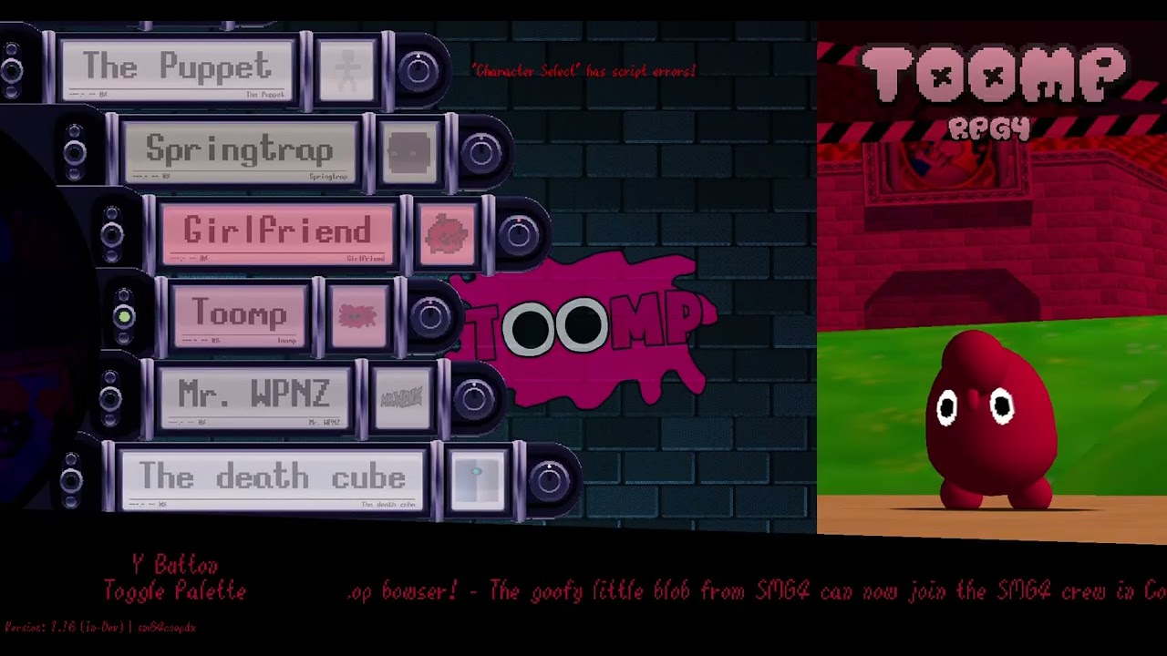 Super Mario 64 Coop Deluxe | Character Select v 1.16  Showcase |