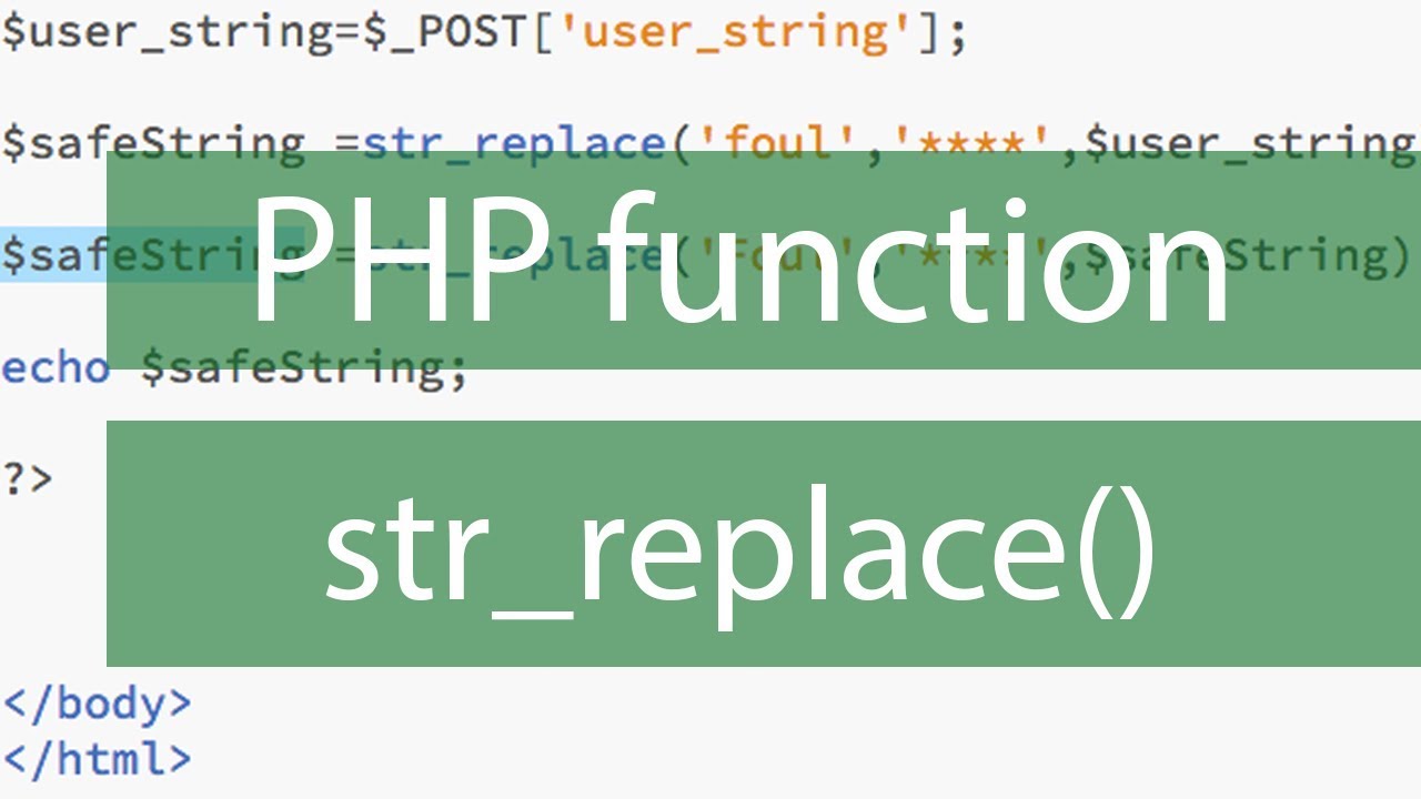 str_replace() - multi parameter functions in php