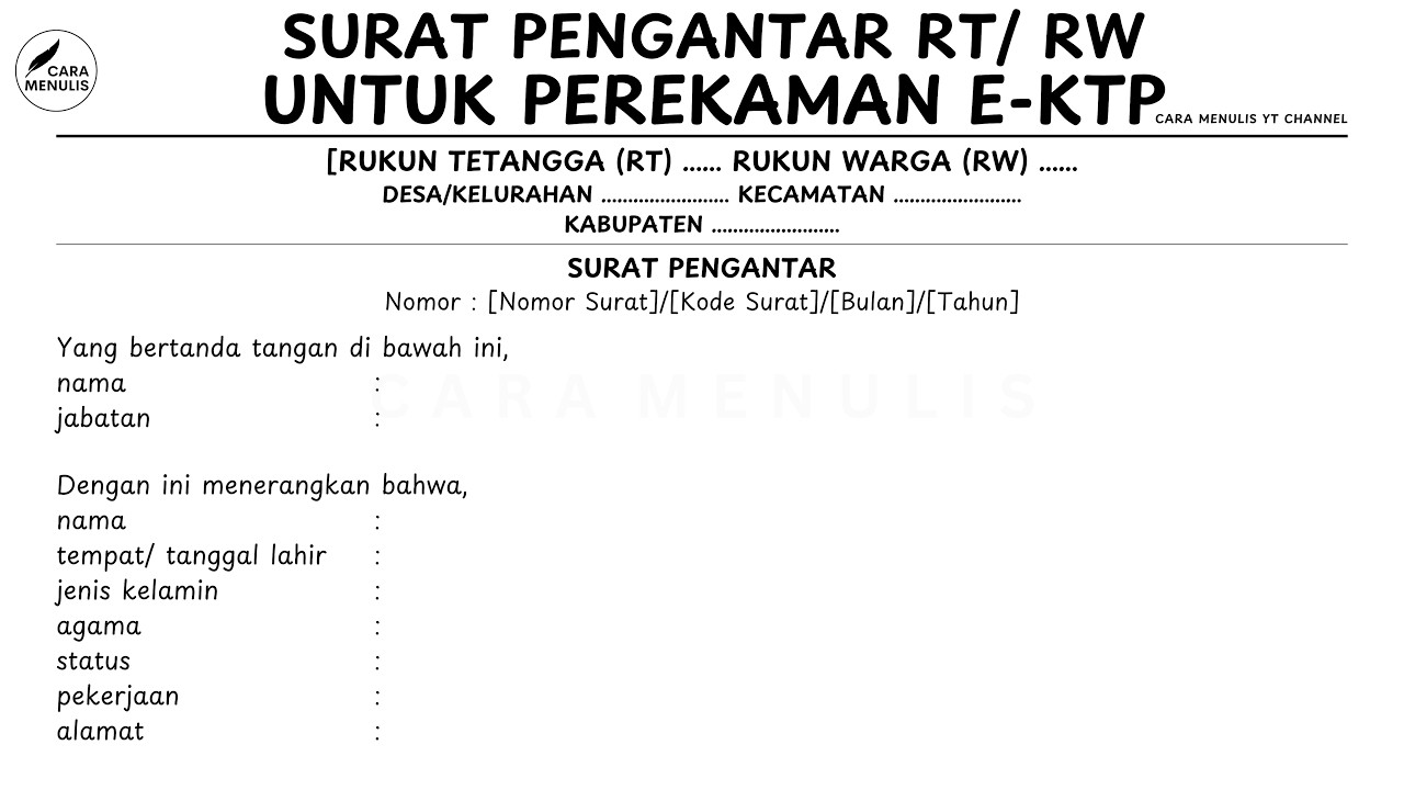 HOW TO MAKE AN RT RW INTRODUCTION LETTER FOR E-KTP RECORDING