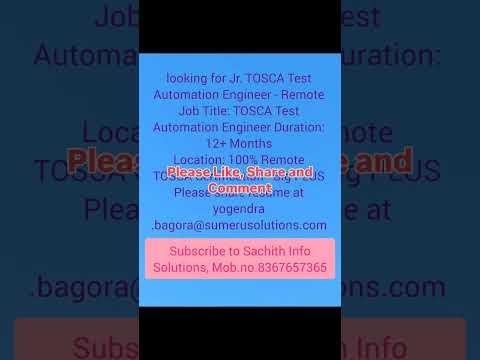 Looking for Jr. TOSCA Test Automation Engineer #testingjobs #automationengineer
