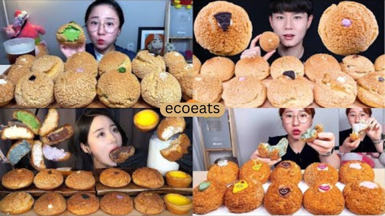 EXTREME Crunchy Cream Puffs 😋 | Satisfying ASMR Mukbang Compilation | Dessert & Cream Bread Sounds 🫓