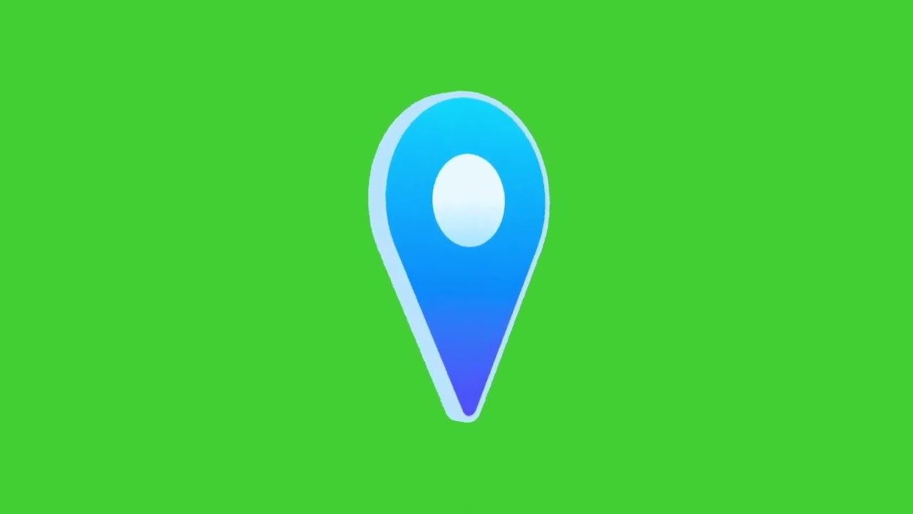 Blue Gradient Location 3D Pin Rotating Icon on Green Screen Background | HD | FREE DOWNLOAD