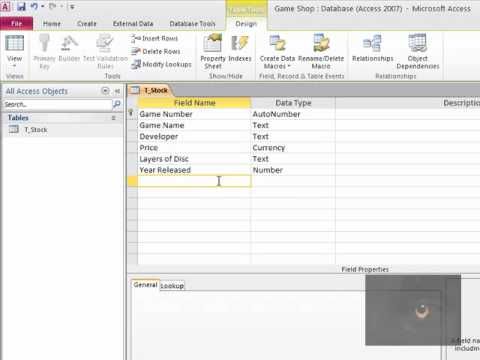1.1 (2010) Creating a Table in Access 2010