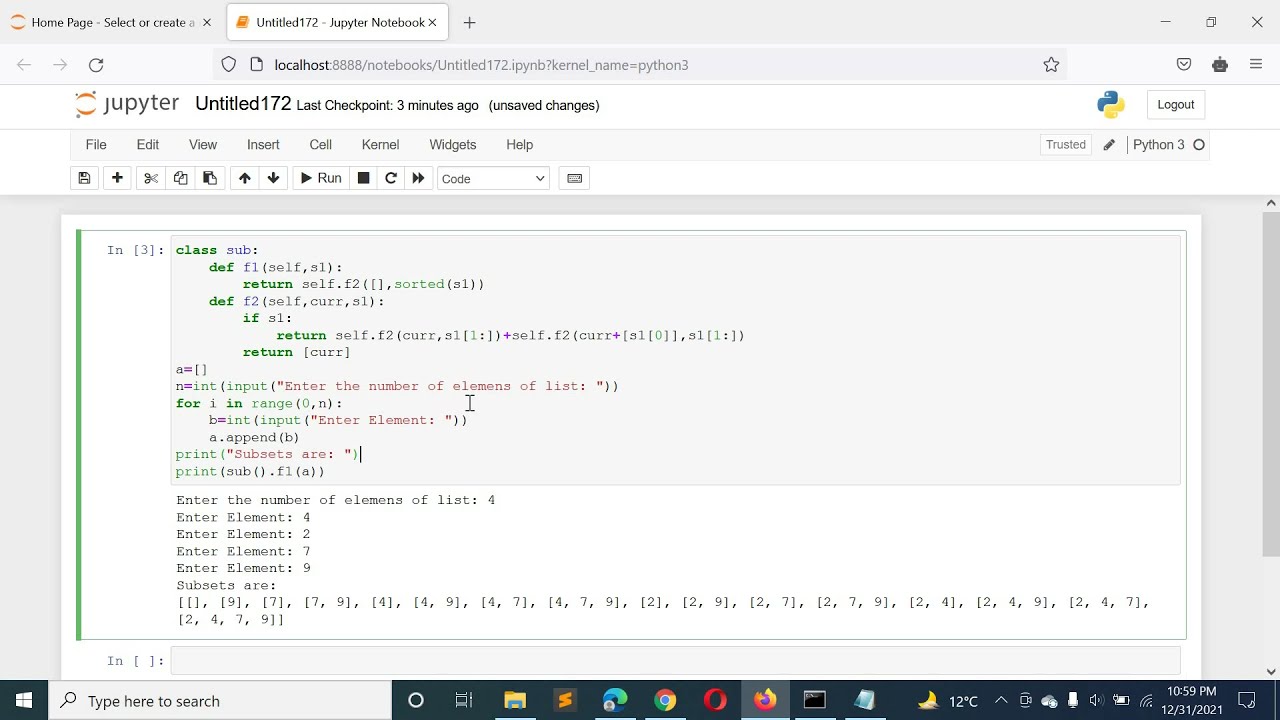 Python Program to Create a Class and Get All Possible Subsets from a Set of Distinct Integers