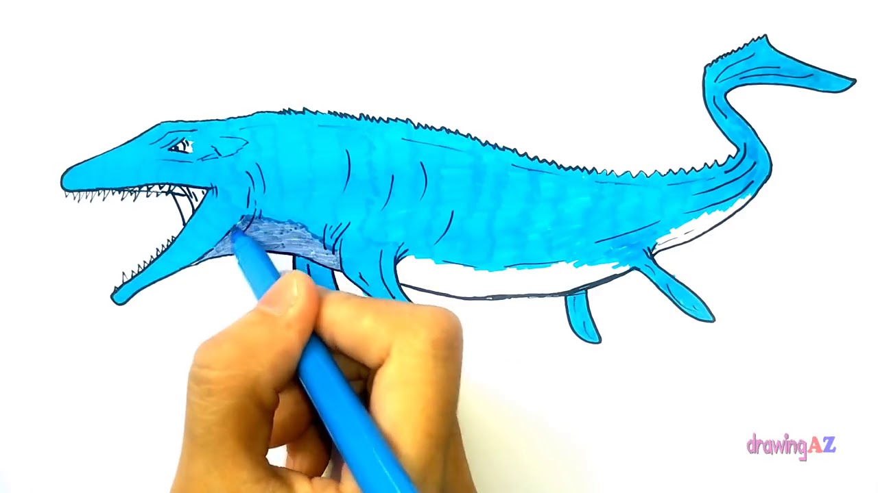 Draw Mosasaurus Dinosaur in Jurassic World and Mosasaurus Coloring Pages