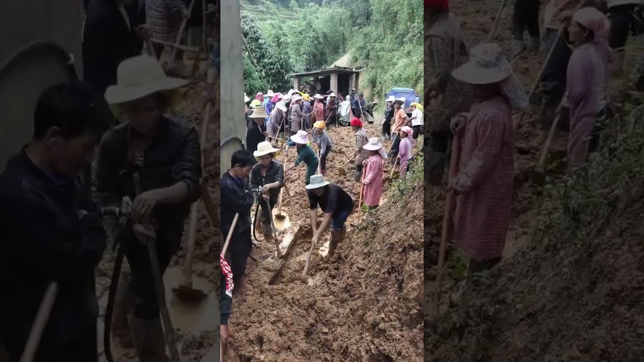 The village collectively built the road. Unity is strength#My rural life#It s not easy for