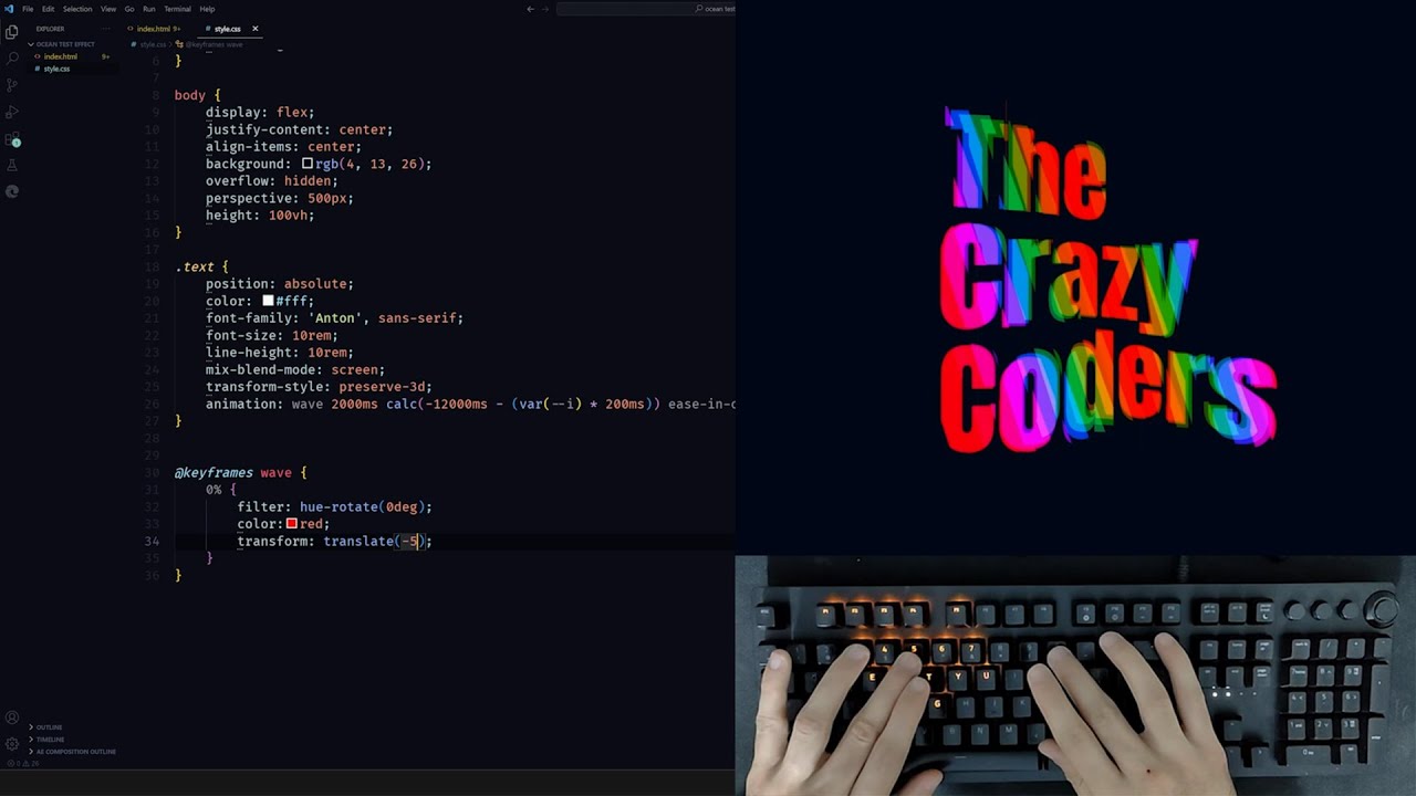 ASMR Programming - Ocean Text Effect With CSS - NO Talking