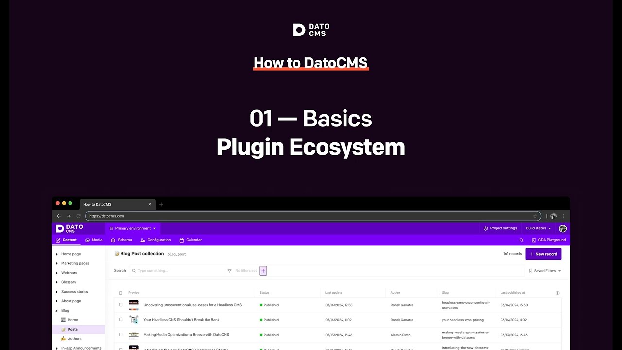Chapter 1 - Intro to DatoCMS - Intro to Plugins