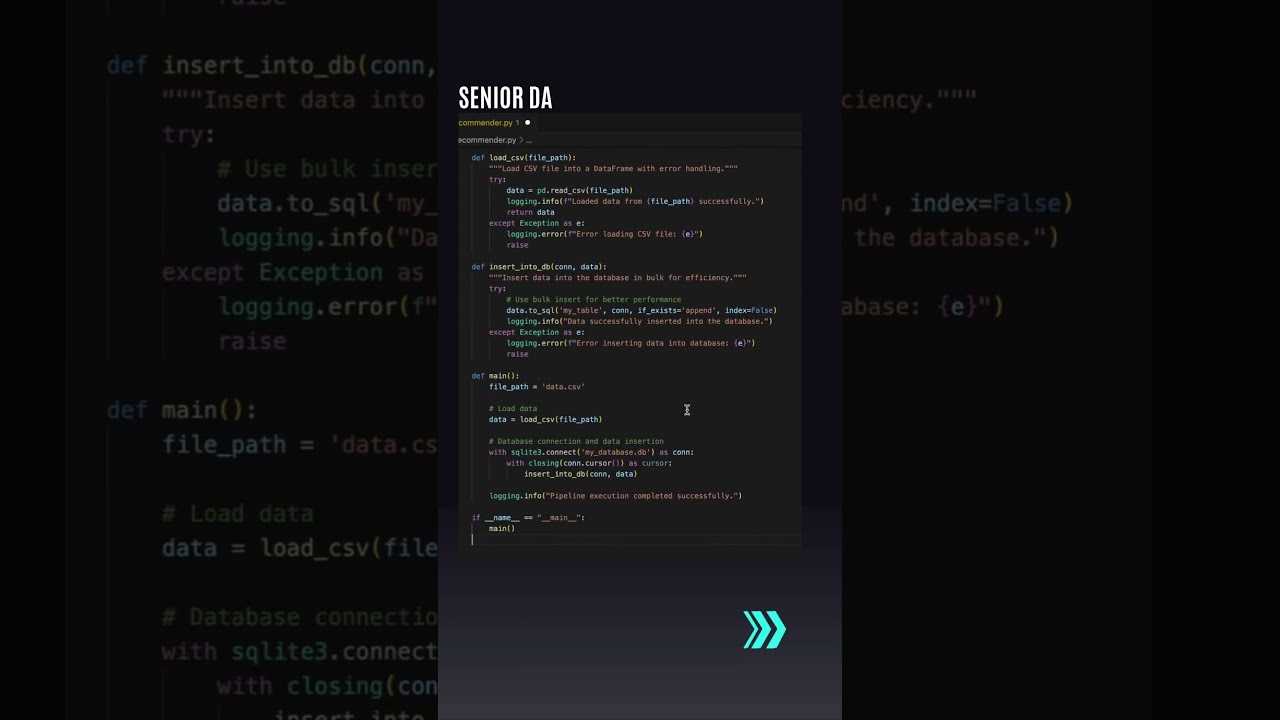 JUNIOR DATA ENGINEER vs SENIOR DATA ENGINEER #shorts #dataengineers #coding #pythonprogramming