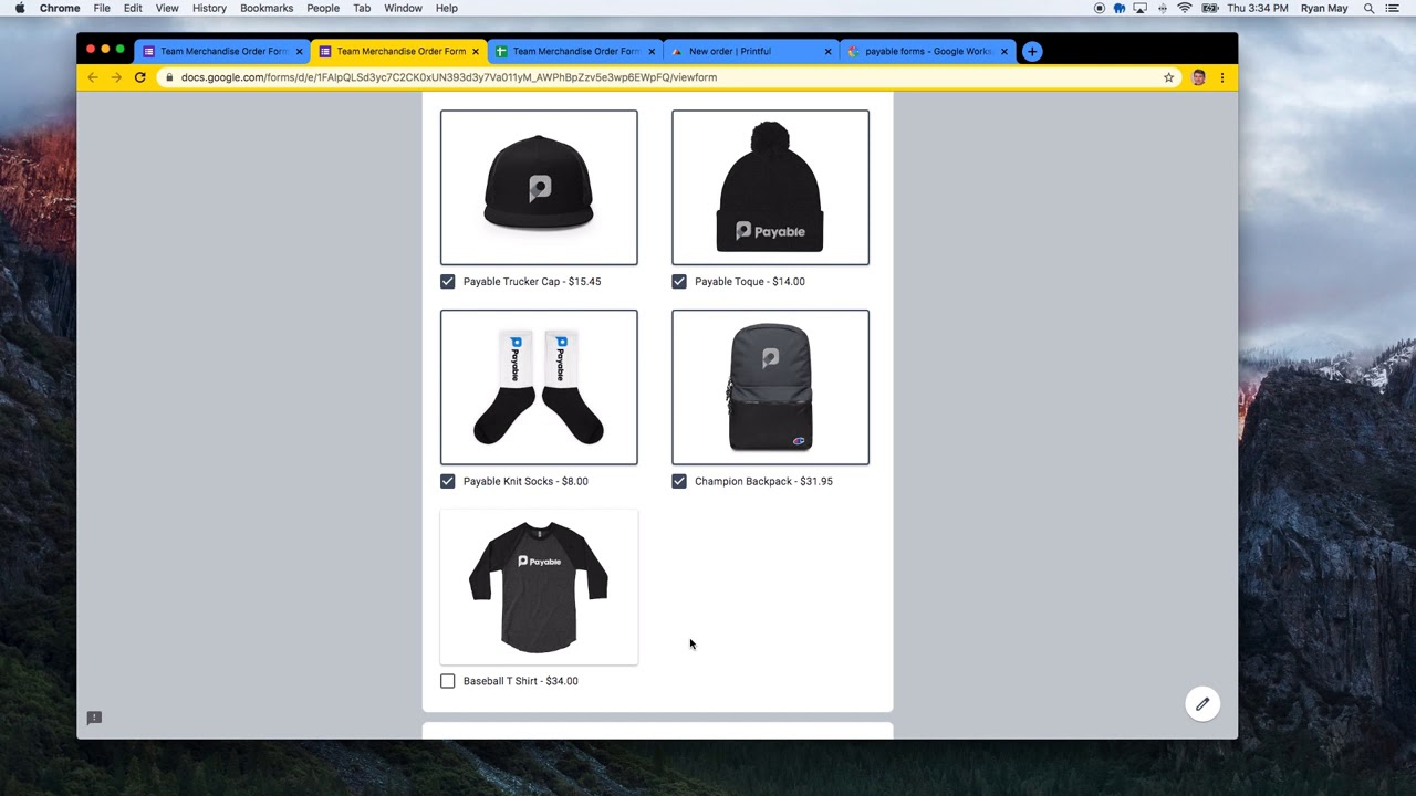 Making a T-Shirt or Merchandise Order Form - With Google Forms and the Payable Forms Add-On