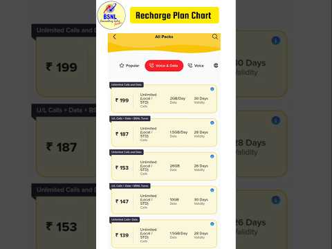 BSNL Recharge Plan Chart 2025|BSNL Recharge Offer #बीएसएनएल #bsnl #recharge #offer #rechargeplans