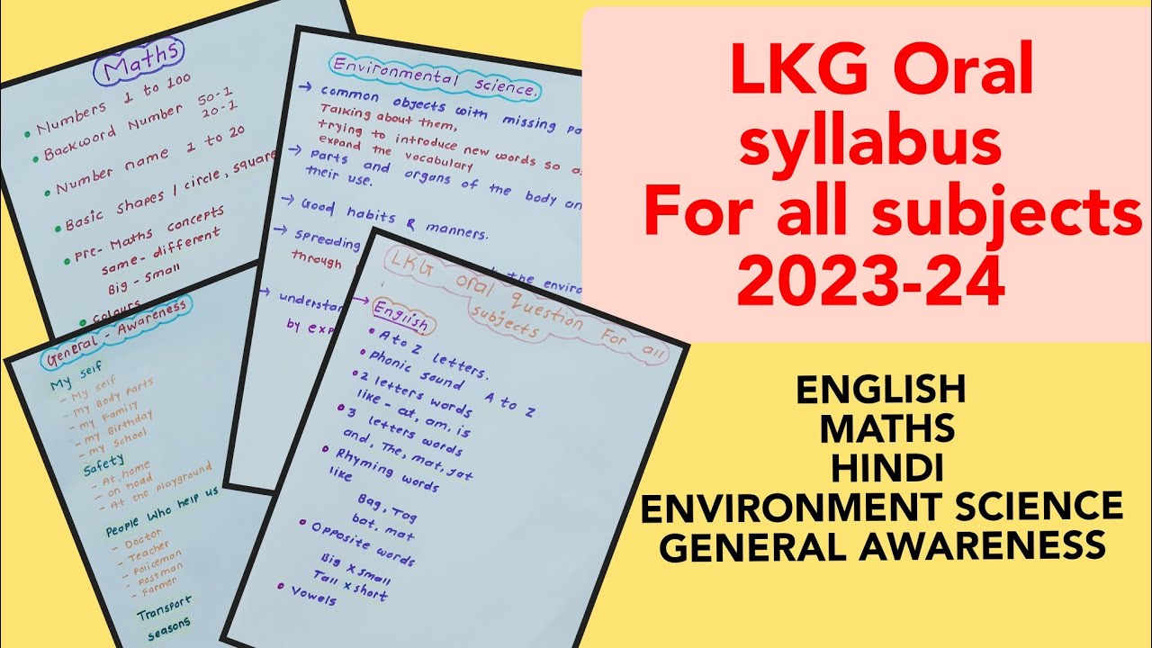 LKG Oral syllabus For All subjects 2023-24/Lkg syllabus 2023-24