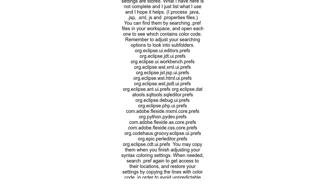 Eclipse Syntax Coloring File