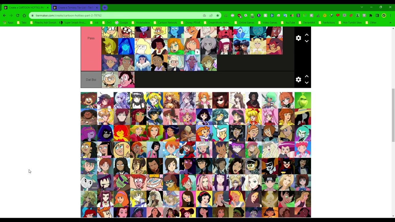 Cartoon Tierlist and Tomboy Tierlist - Back to Basics on Tomboy Day