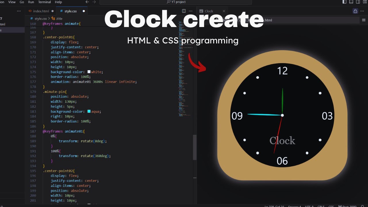 Animated clock creation [ HTML & CSS] programming | ASMR Programming | No Talking