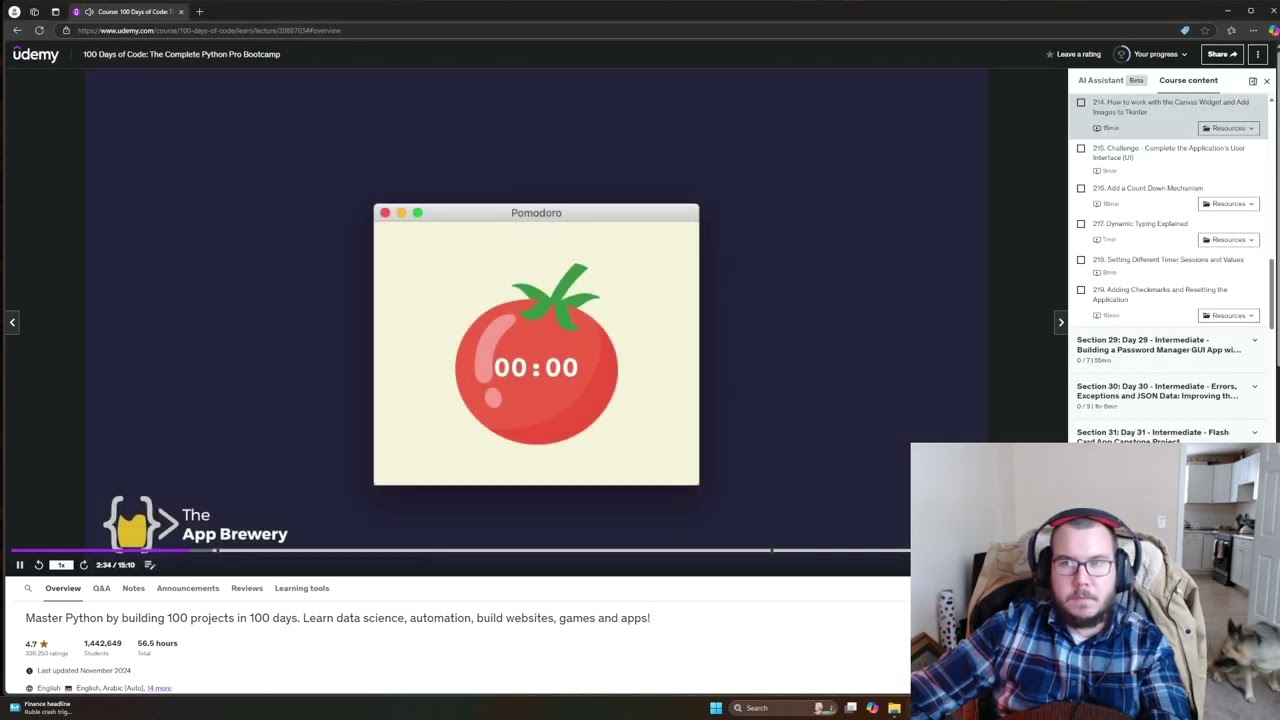 Day 28 of 100 Days of Python Code: Pomodoro tkinter app