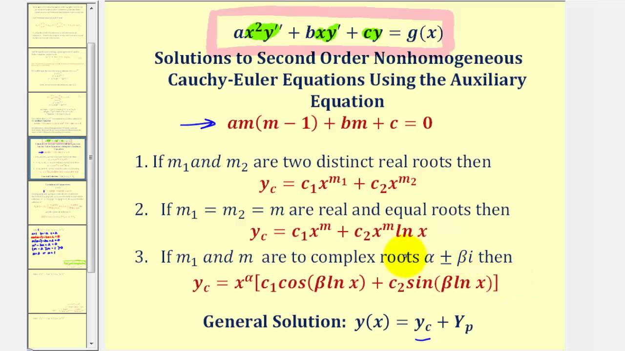 Second Order Nonhomogeneous Cauchy-Euler Differential Equations