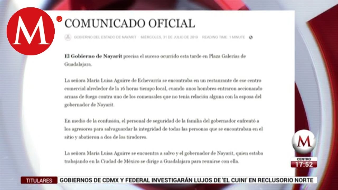 Comunicado del Gobierno de Nayarit tras balacera