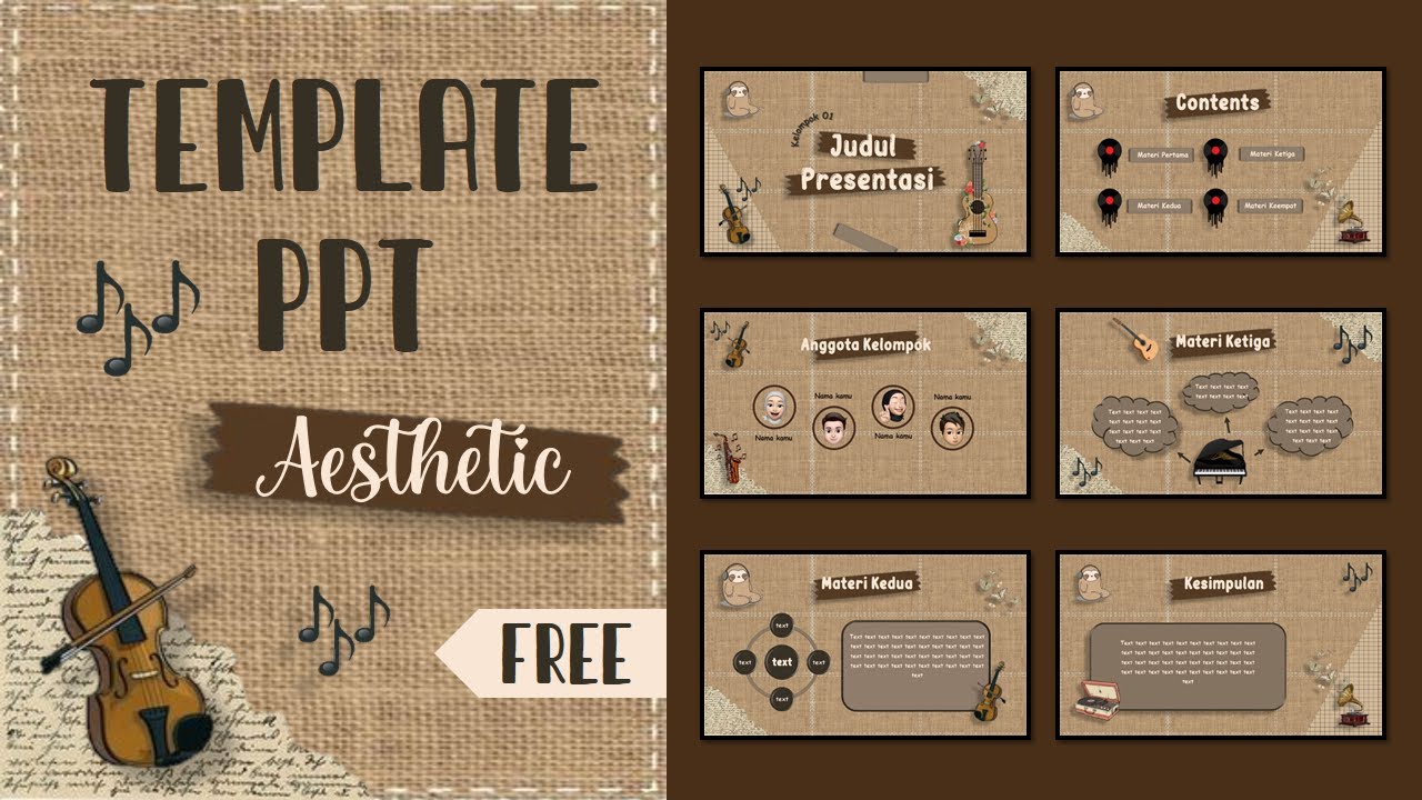 PART #42 📍 TEMPLATE PPT AESTHETIC 📍 [ MUSIC THEME ] 📍 FREE DOWNLOAD