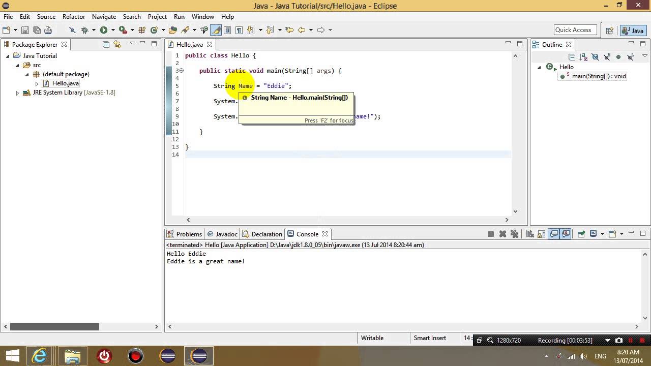 Java Programming with Eclipse lesson 3 - String Variables
