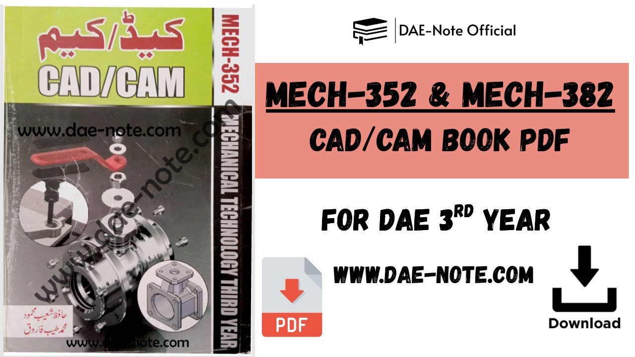 DAE MECH-352 & MECH-382 – CAD/CAM Book PDF | DAE Mechanical 3rd Year