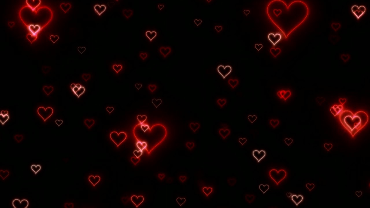 Flying Red Neon Hearts | Relaxing screensaver | 4k Hearts Background