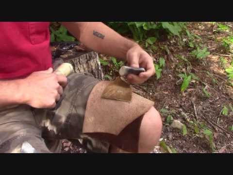 Flint Knapping How-to, Thinning a half round cobble