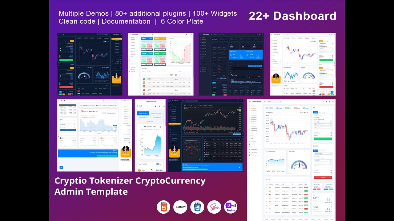 CryptoCurrency Template with Tokenize Admin Dashboard WebApp