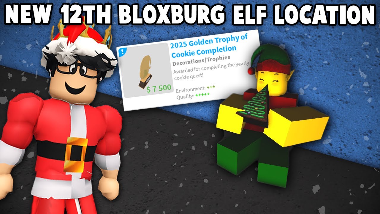THE NEW 12TH BLOXBURG ELF HUNT LOCATION..  GOLDEN TROPHY AND BLOCKBUX