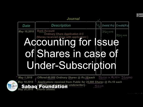 Accounting for Issue of Shares in case of Under-Subscription, Accounting Lecture | Sabaq.pk