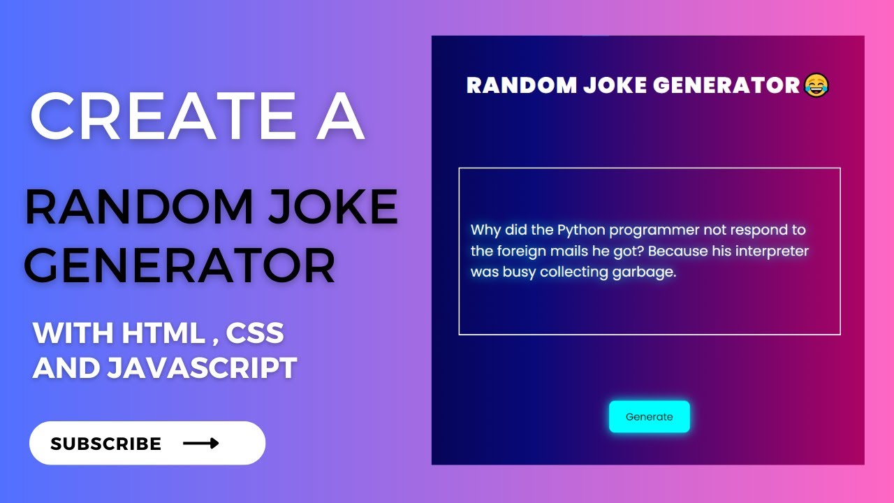 Random Joke Generator using HTML , CSS & JavaScript  #coding #webdevelopment  #trending