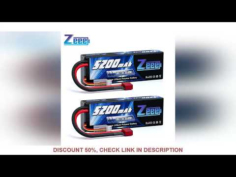 1/2 Units Zeee Lipo Battery 2S 7.4V 100C 5200mAh with Deans Connector for RC Car Truck Vehicle Buggy