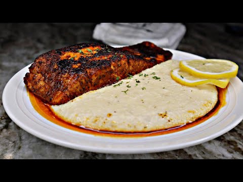 Best Blackened Cajun Salmon & Gouda Grits Recipe! #SoulfoodSunday