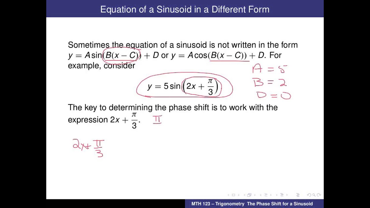 Phase Shift for a Sinusoid