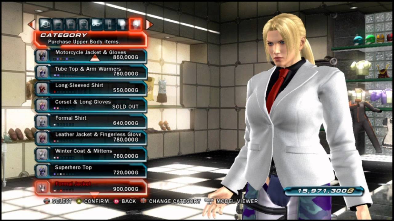 Tekken Tag Tournament 2 - a look at Nina's purchasable clothing