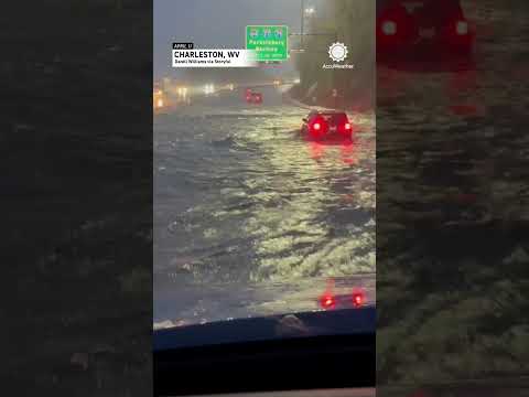 Heavy Rain Floods Charleston, West Virginia Interstate