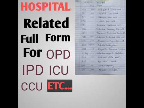 Hospital related full form of OPD, IPD, CCU, ICU, NICU ...etc||Normally used in hospital side