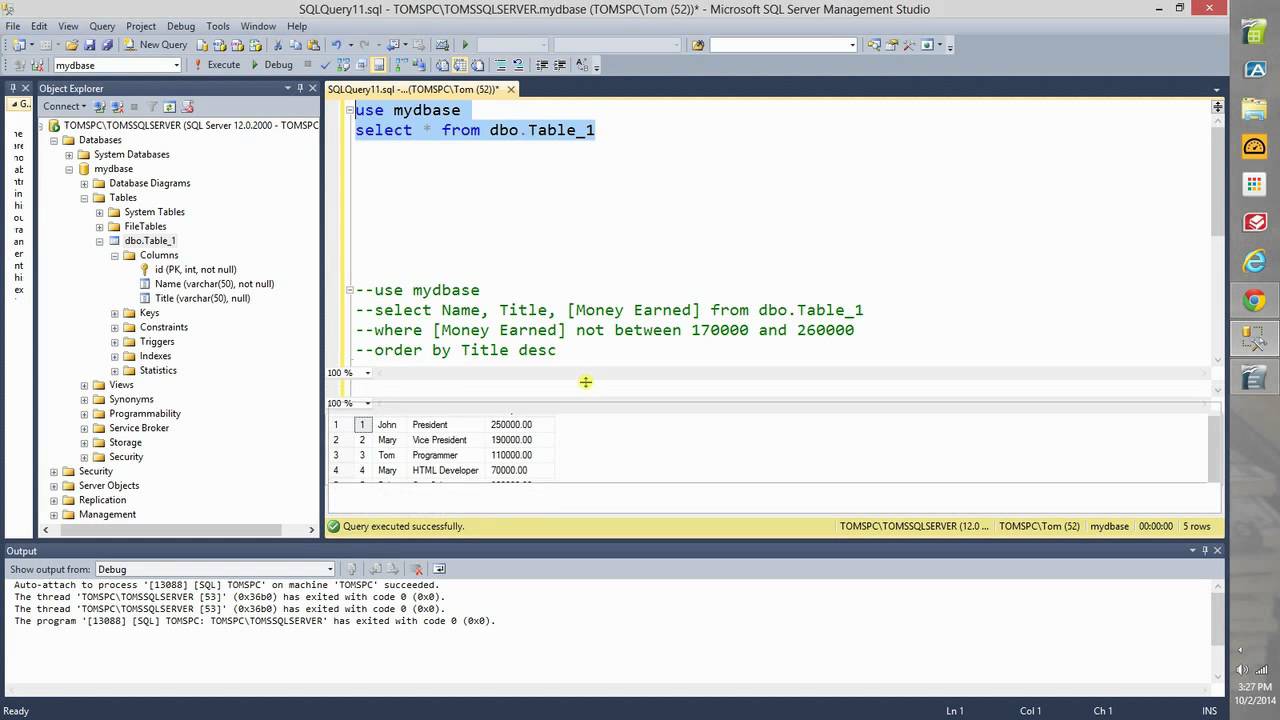 SQL Query Between and Not Between Clause