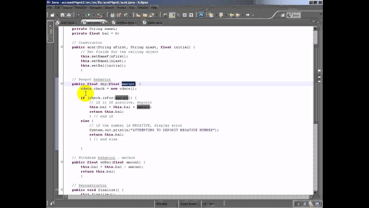Java w/ Eclipse 38 - Bank Program Part 25