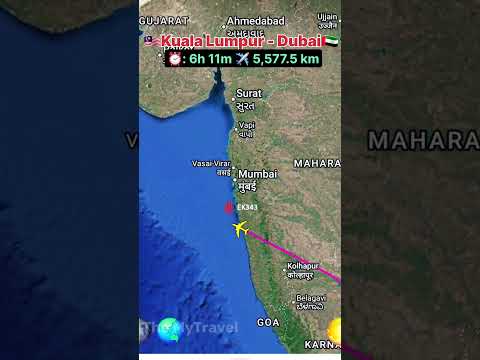 Kuala Lumpur to Dubai flight Route #flightbooking #googleearth #flightpath #map #globalmapper #map