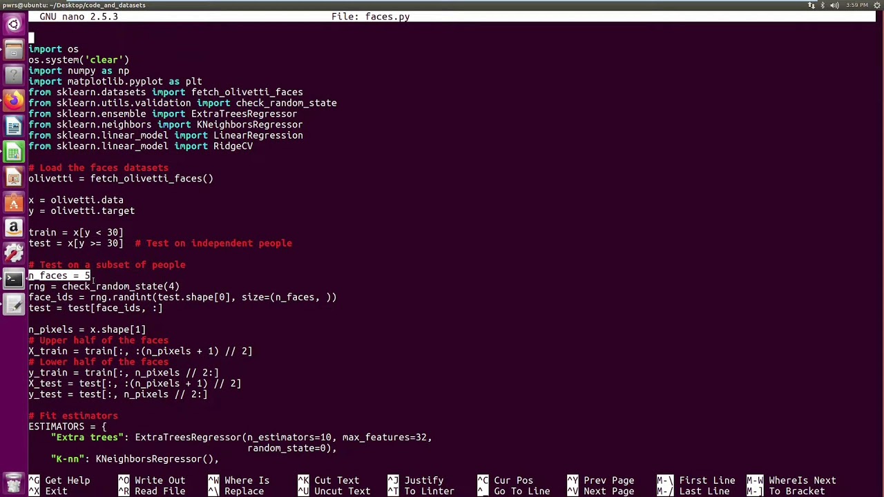 Face completion with a multi-output estimators