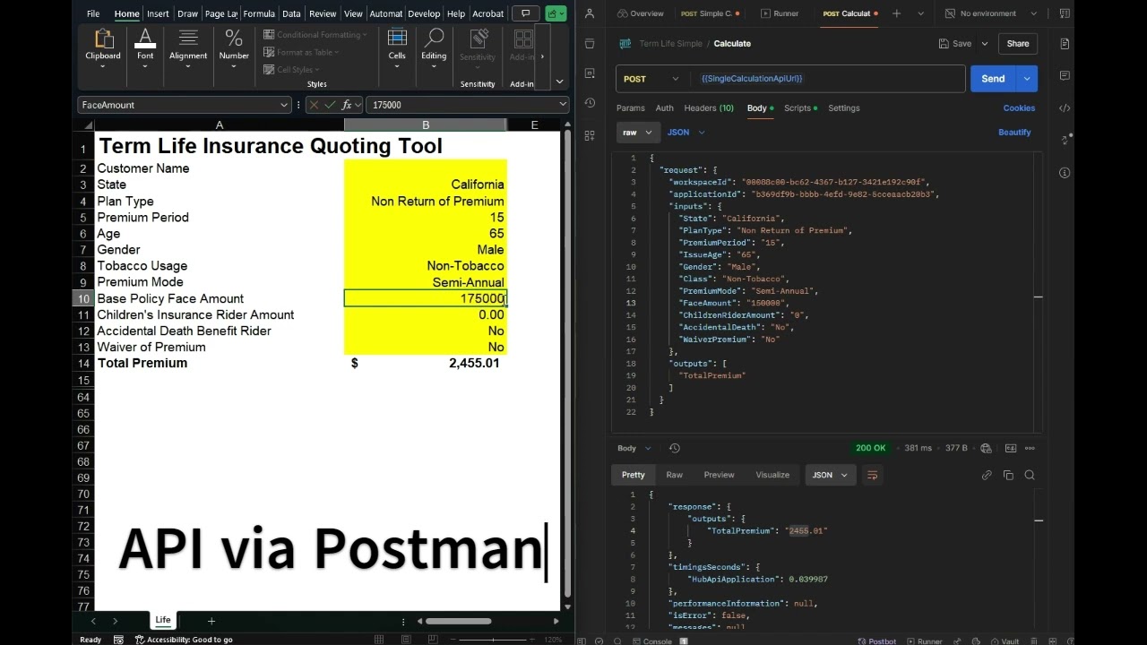 Convert an Excel Based Insurance Rater into an API and Test it with Postman