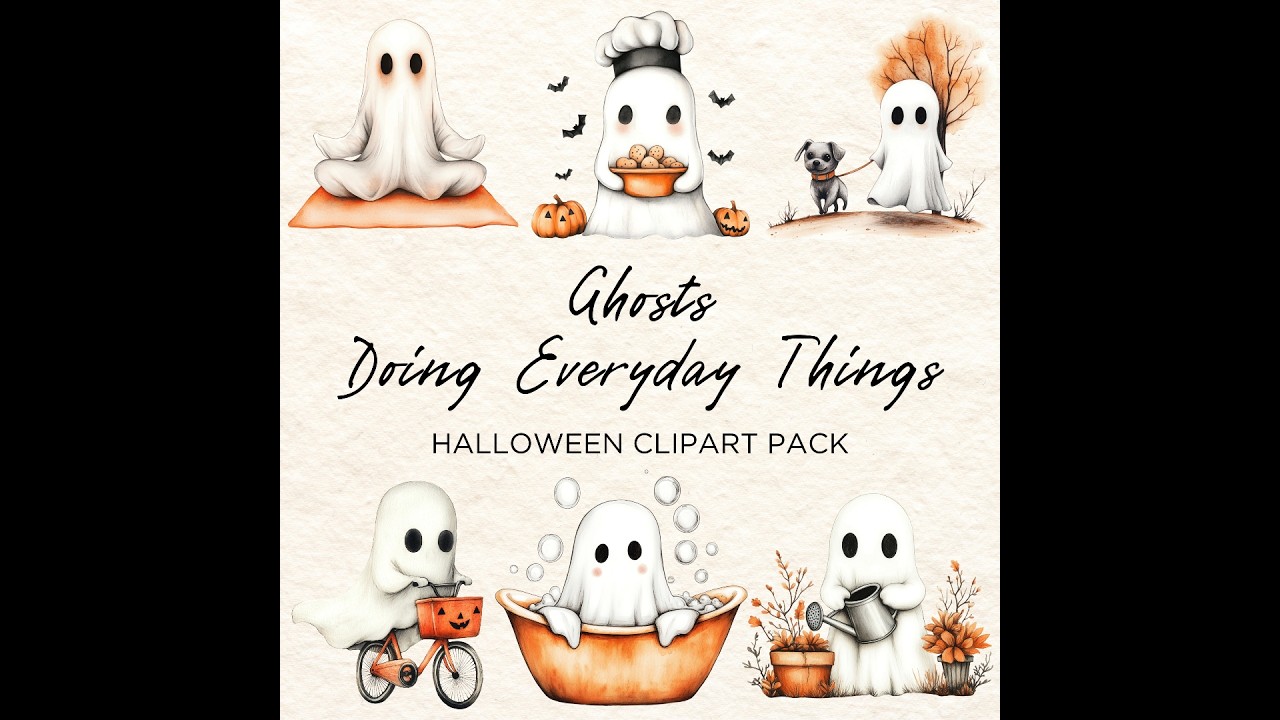 Ghosts Doing Everyday Things Clipart | Halloween Clipart | Cute Ghosts | Digital Illustrations