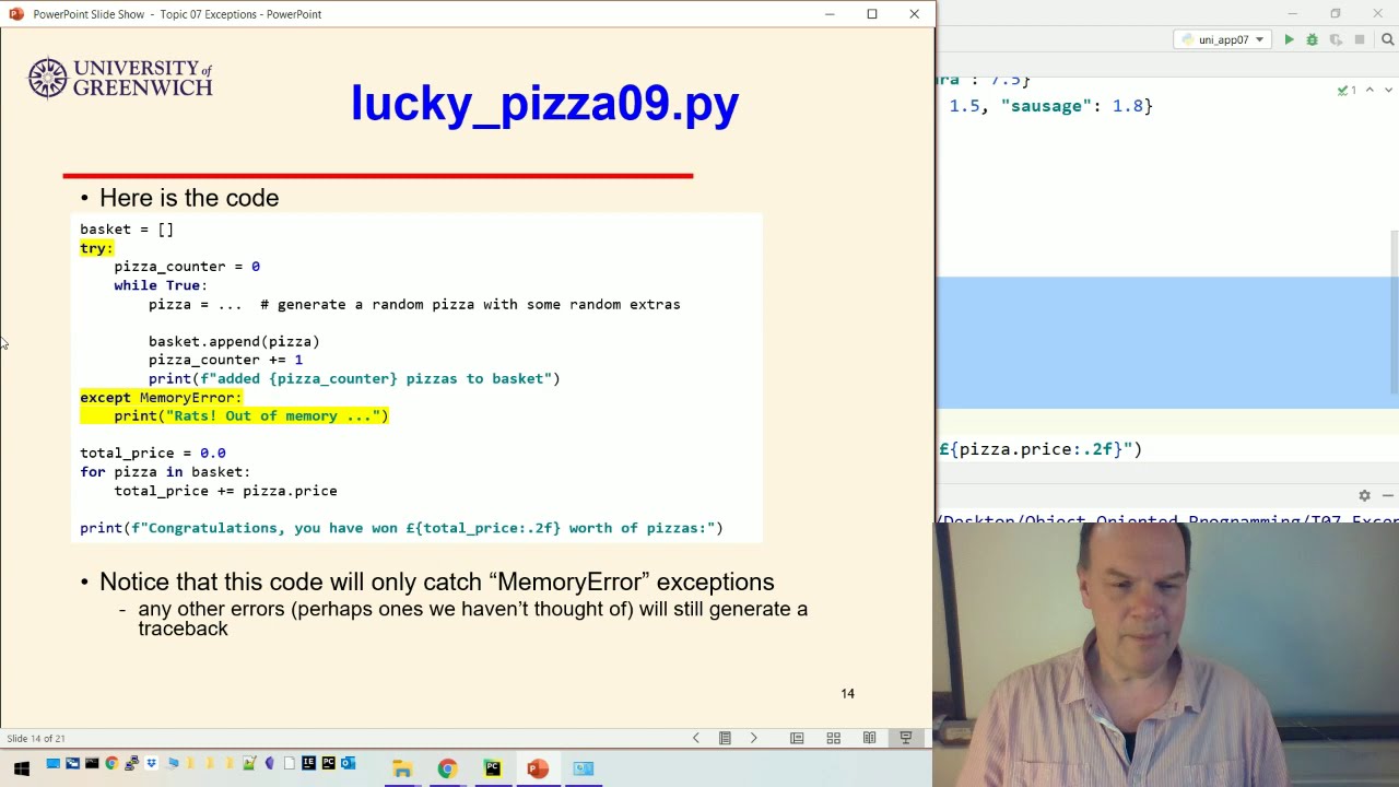 OO Python 07-4: Exceptions - Memory errors