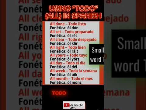 Using "TODO" (all) in Spanish | subscribe! #spanish #spanishlearning101🔴