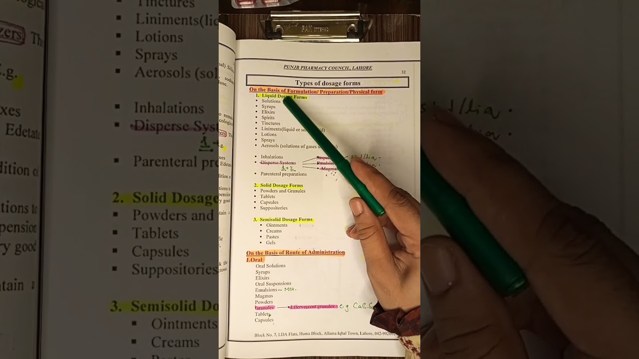 types of dosage form on the basis of formulation, preparation and physical form#pharmaceutics #viral