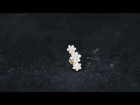 Certified Moissanite Flower Ear Climber Earring