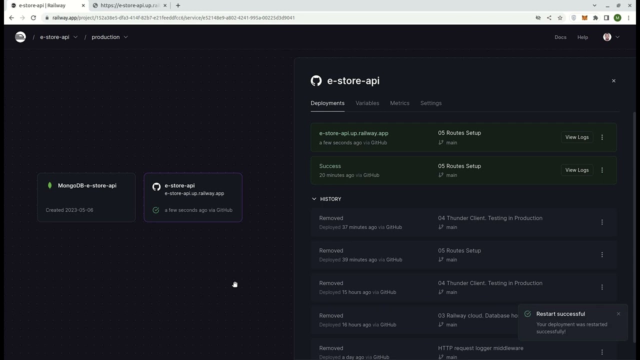 06 Railway cloud. Environment Variables. (E Store Api)
